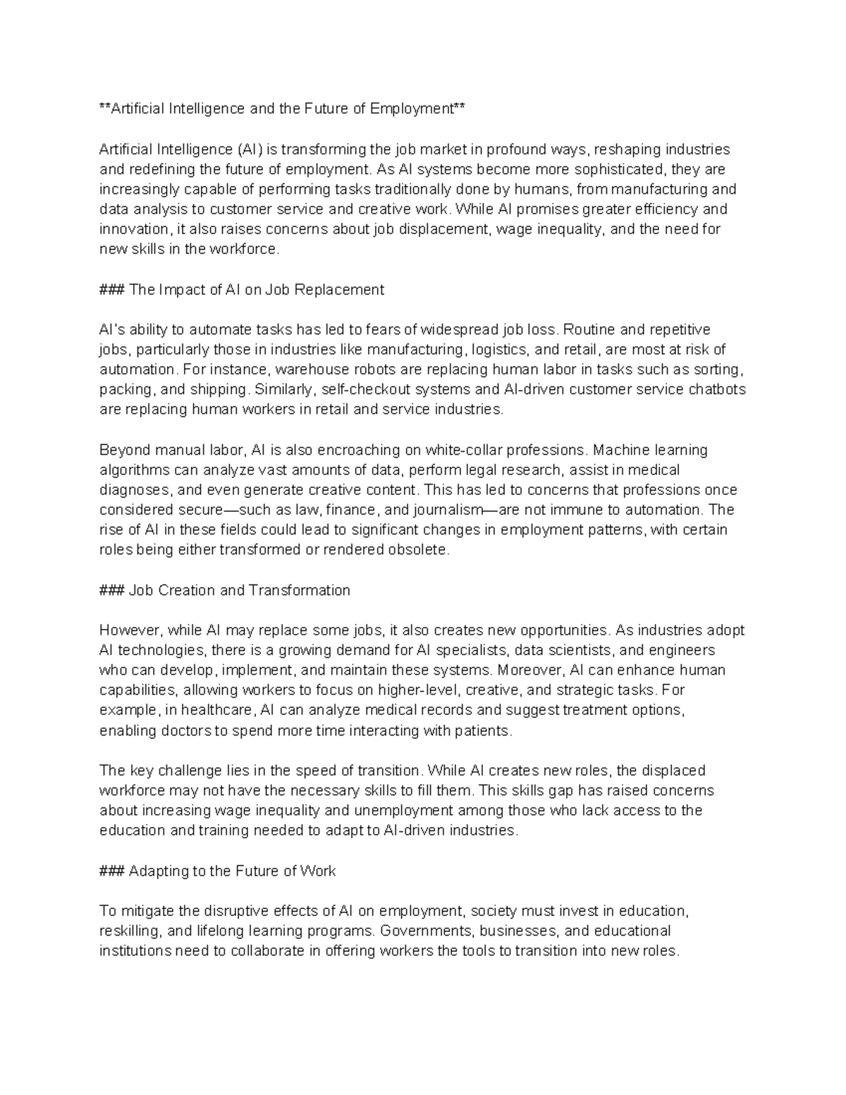 **AI & Future of Employment: Job Displacement & Creation Insights ...
