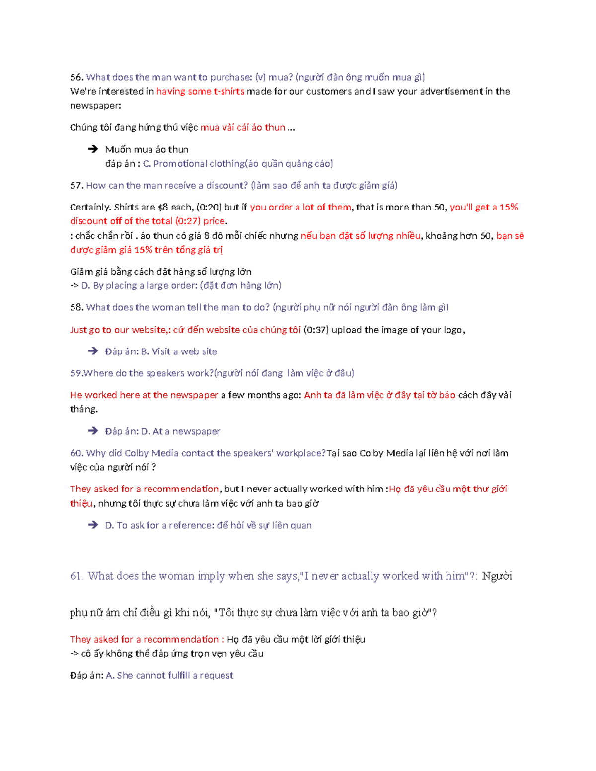 Pst English 2 - Tiếng Anh Nâng Cao 2: Listening Comprehension Q&A - Studocu