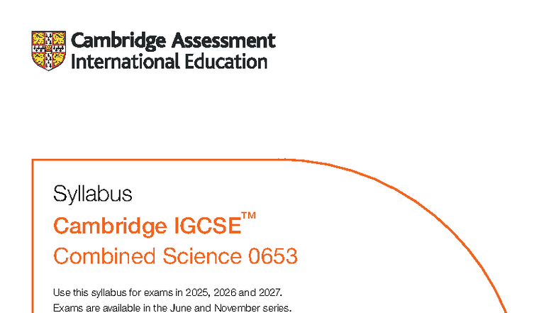 Cambridge IGCSE Combined Science 0653 Syllabus Overview (2025-2027 ...