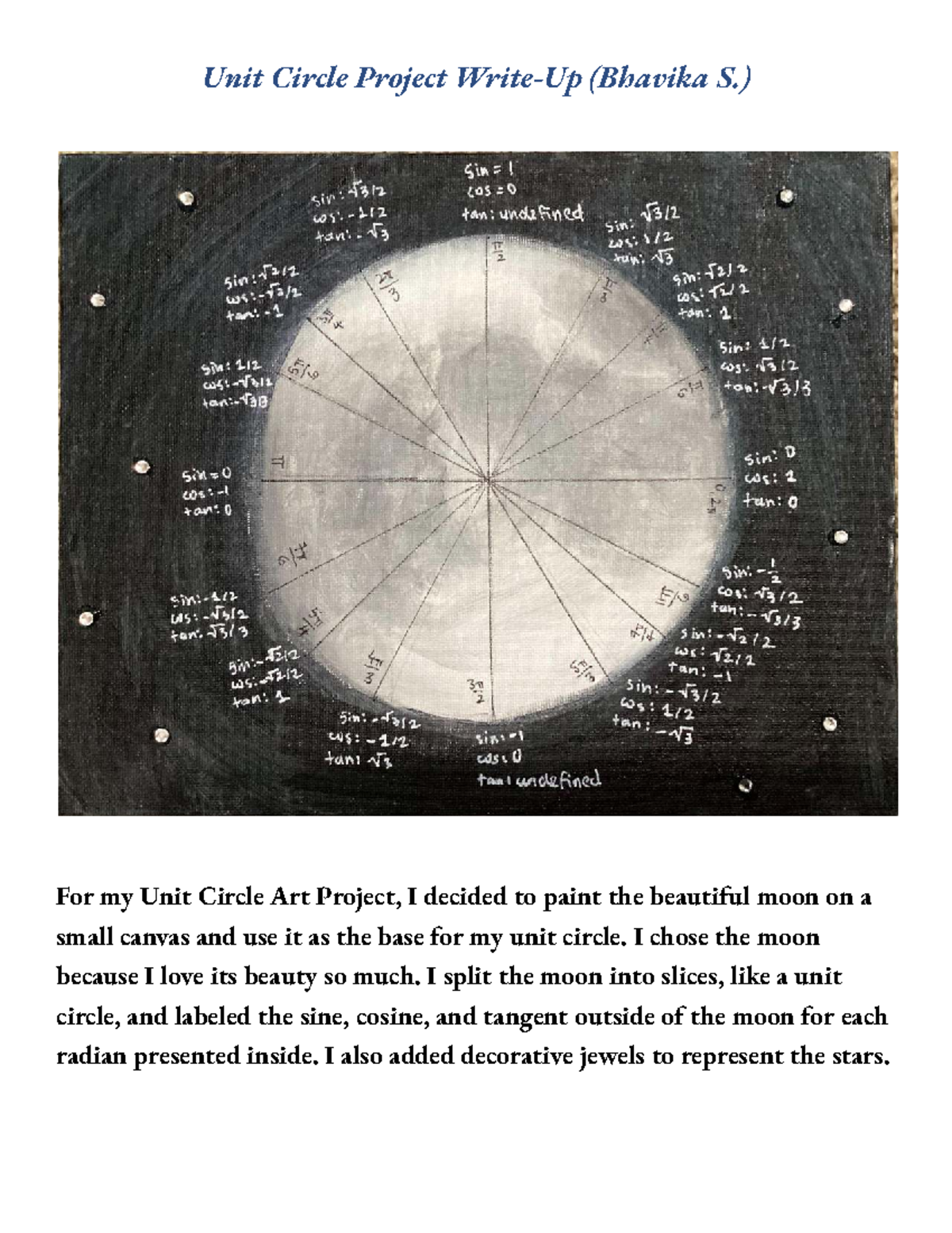 Unit Circle Project Example - Unit Circle Project Write-Up (Bhavika S ...