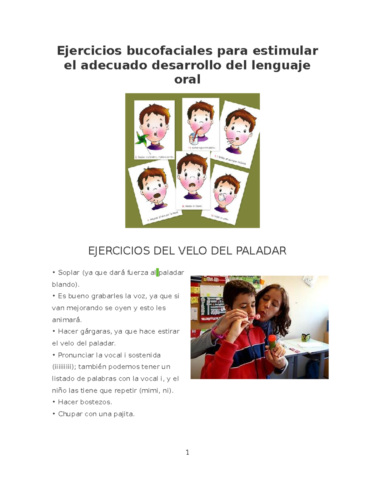 Ejercicios Bucofaciales para el Desarrollo del Lenguaje Oral ...