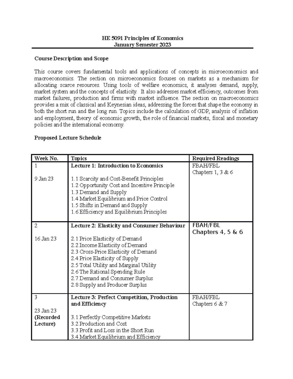 HE5091 Course Outline January Semester 2023 - HE 5091 Principles of ...