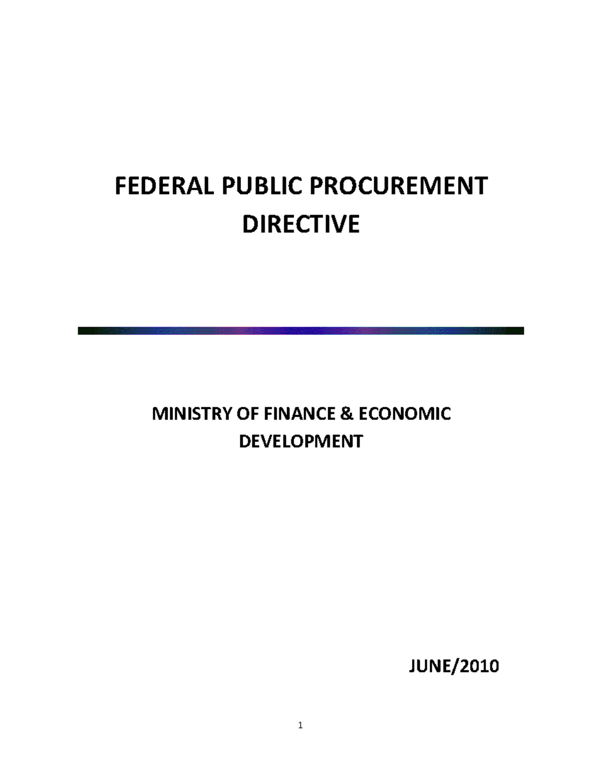 Ethiopian Federal Public Procurement Directive 2010 Overview - Studocu