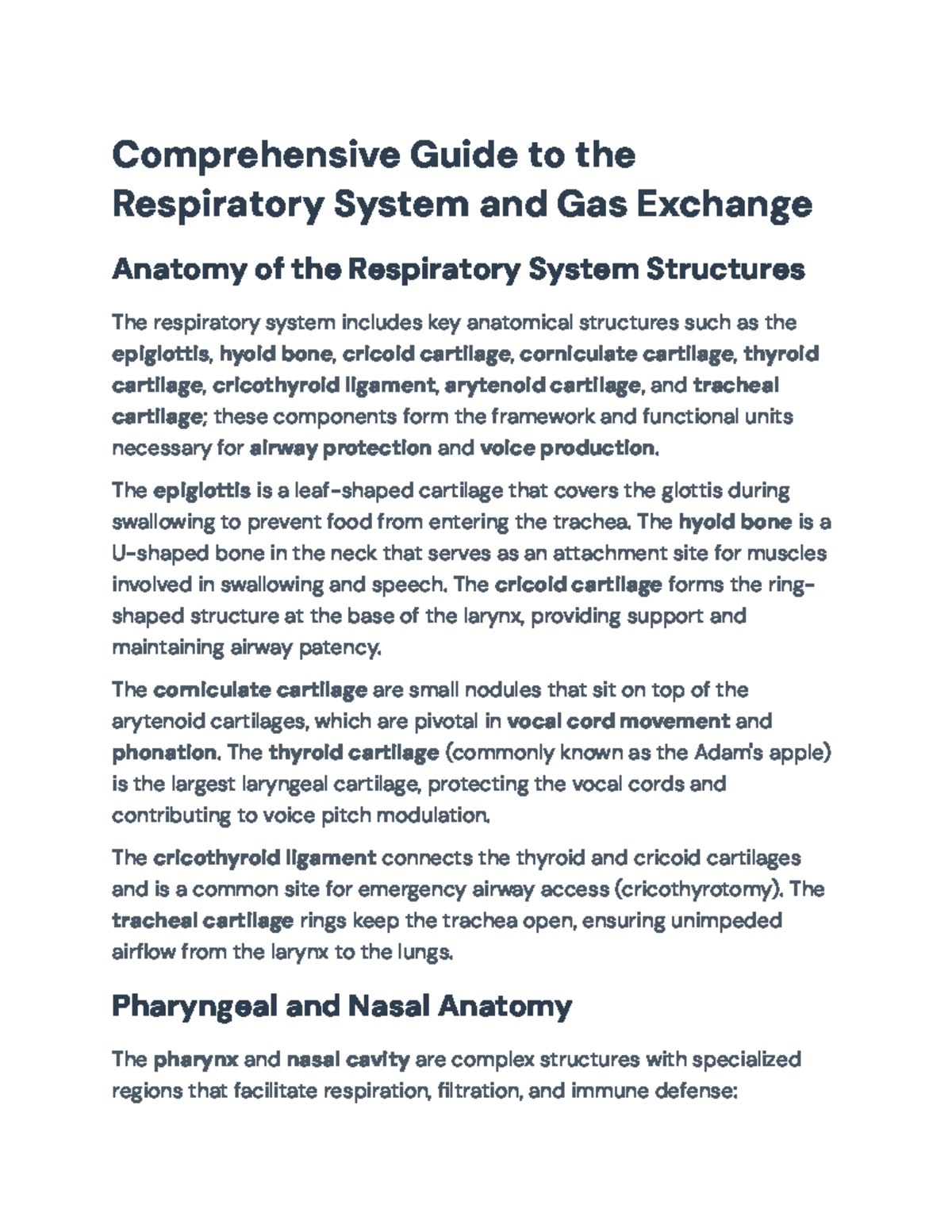 Comprehensive Guide to the Respiratory System & Gas Exchange Anatomy ...