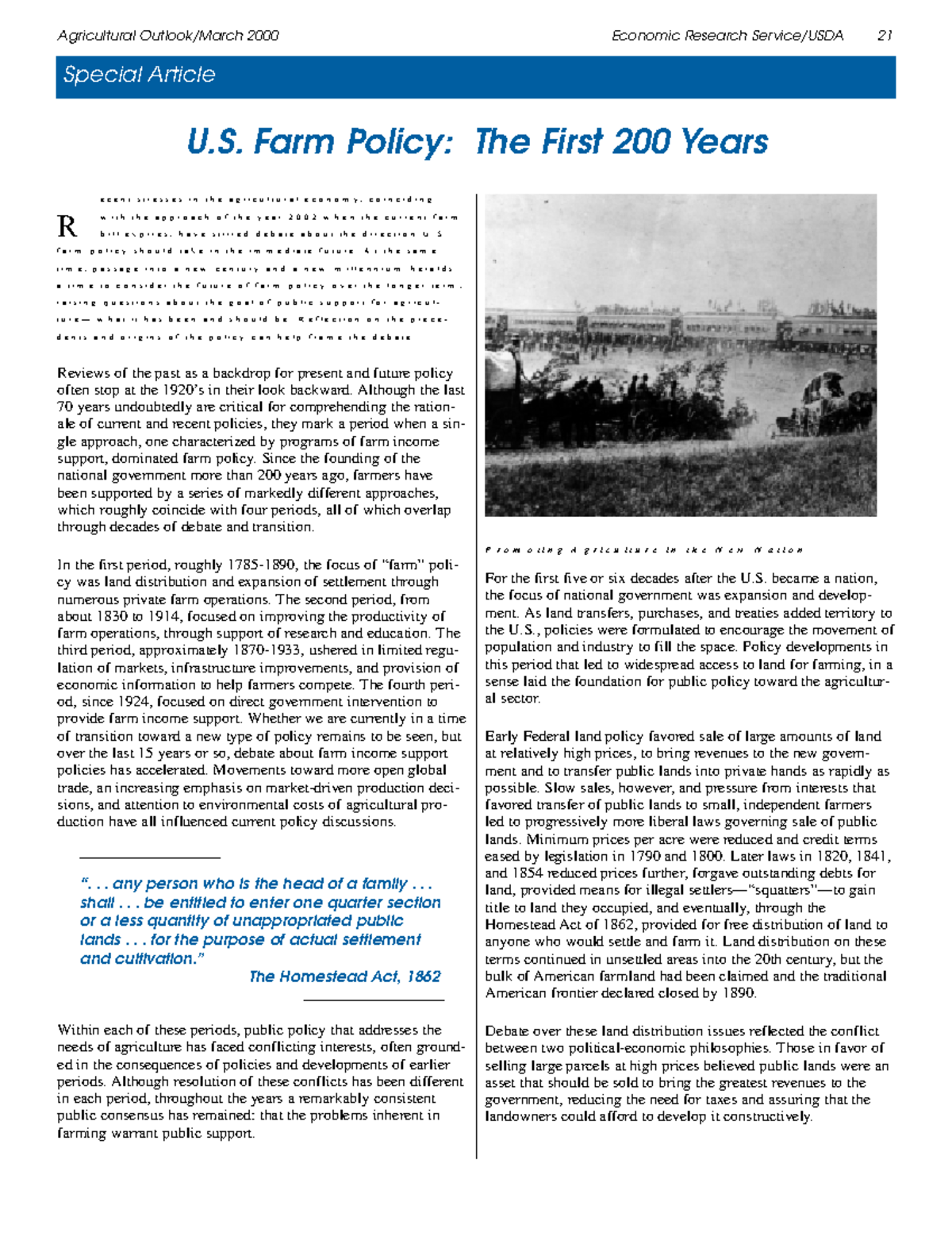 U.S. Agricultural Policy: Historical Overview & Future Directions - Studocu