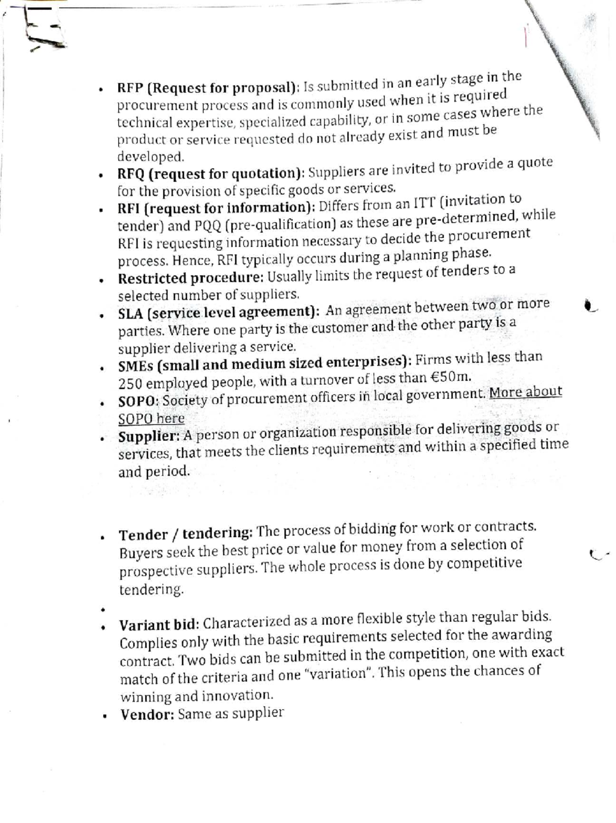 Contract Notes: Understanding the Tendering Process and Types - Studocu