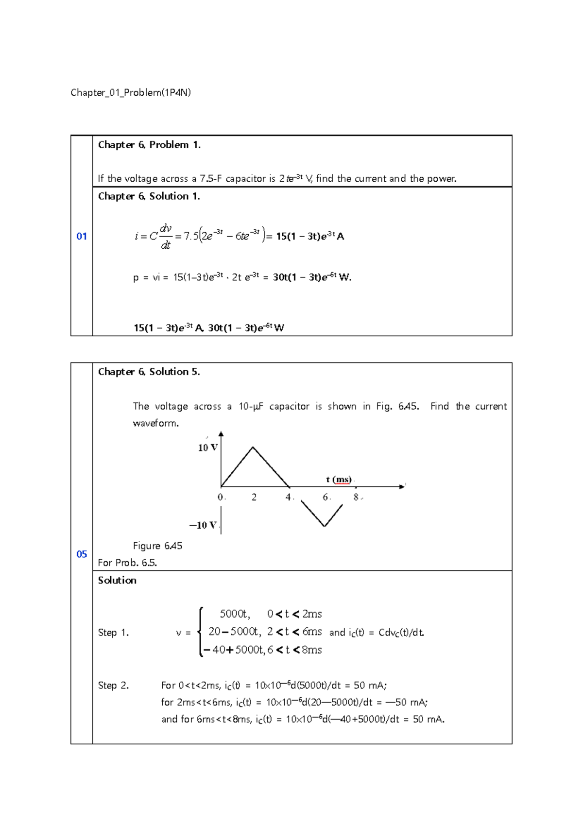 Chapter 6 Solutions and Problems (1P4N) - Capacitors and Inductors ...