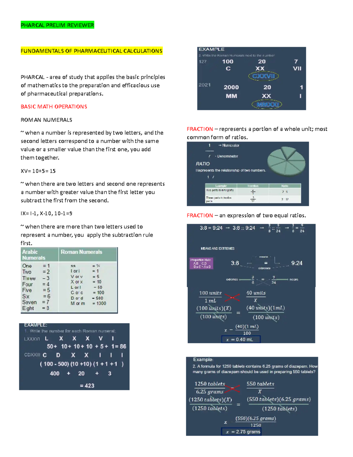 PHARCAL 101: Comprehensive Preliminary Reviewer on Pharma Calculations ...