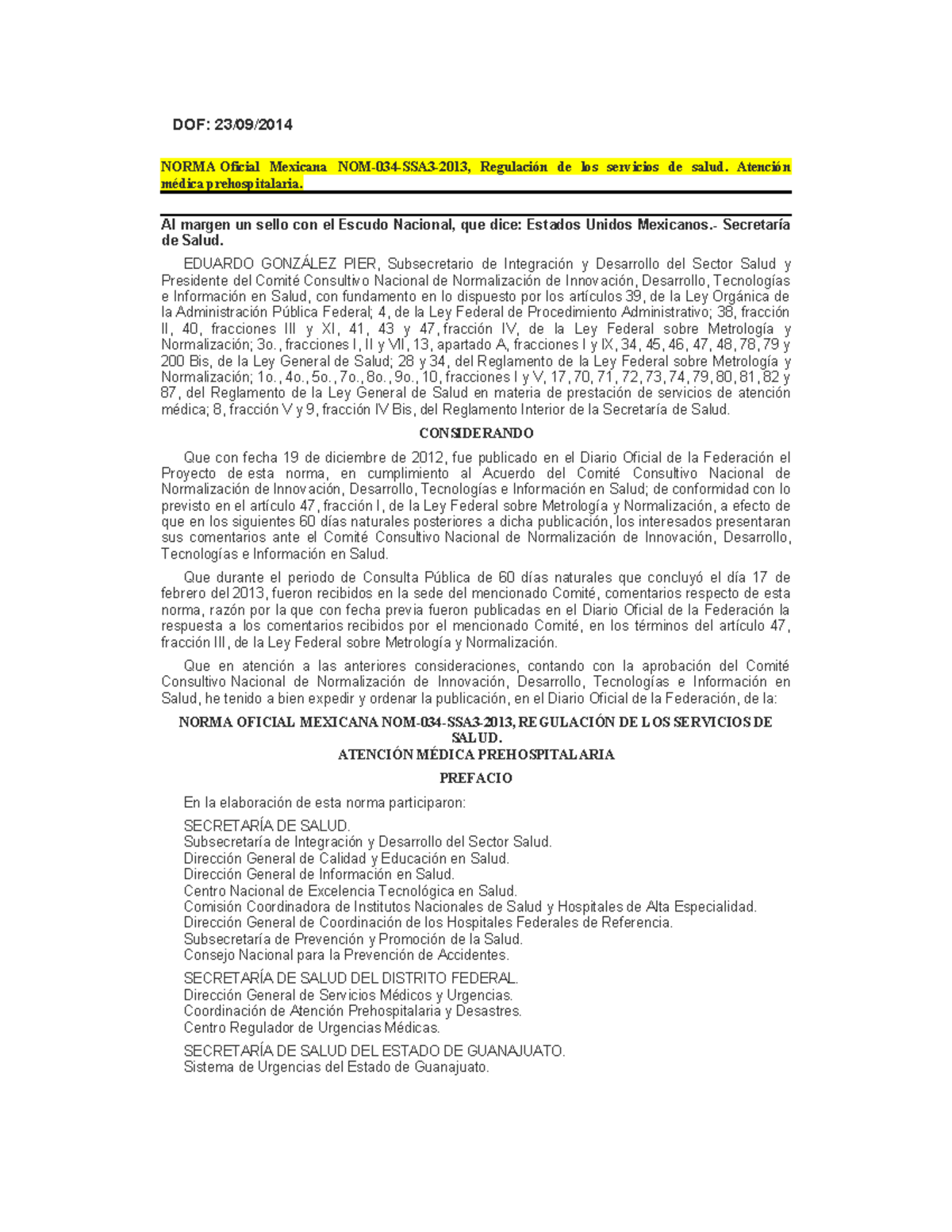 NORMA OFICIAL MEXICANA 034: Regulación de Atención Médica ...