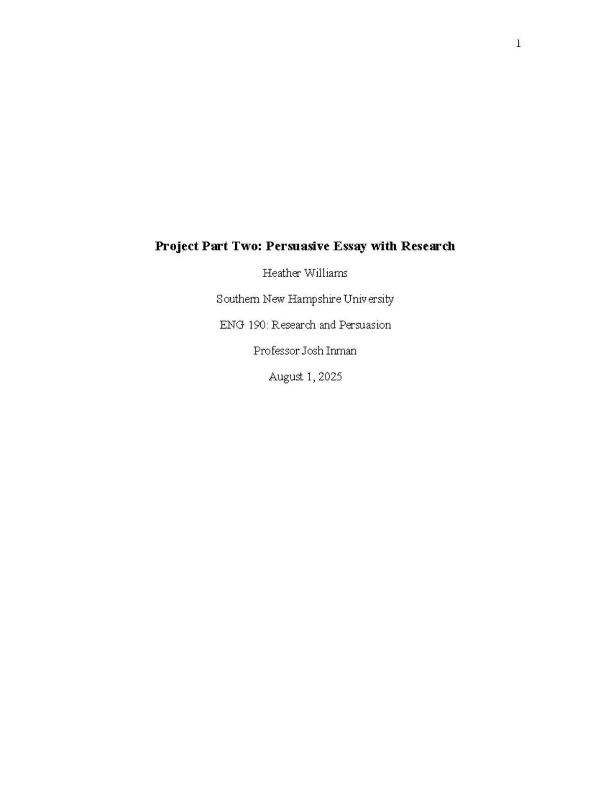 ENG 190: Module 5 Persuasive Essay on Government Intervention in ...