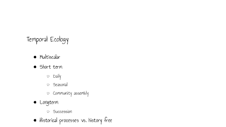 Temporal Ecology Notes: Community Assembly & Succession Insights - Studocu