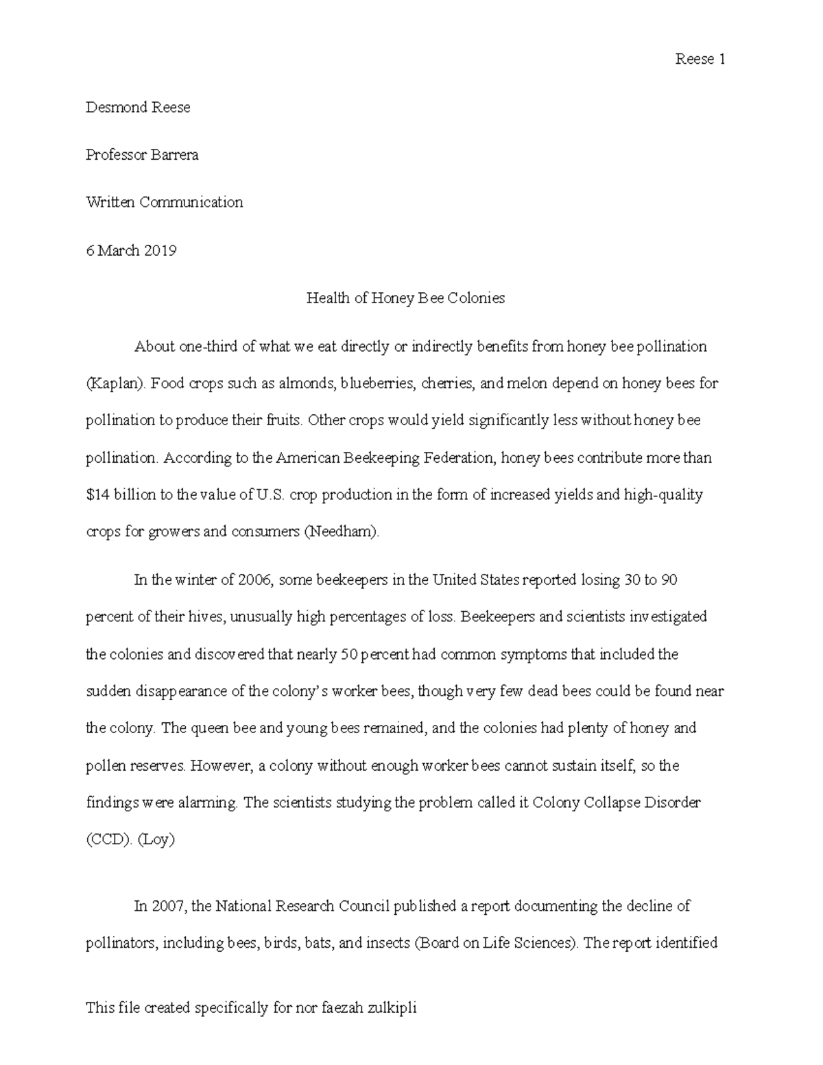 Health of Honey Bee Colonies: Impacts and Solutions (SC WD16) - Studocu