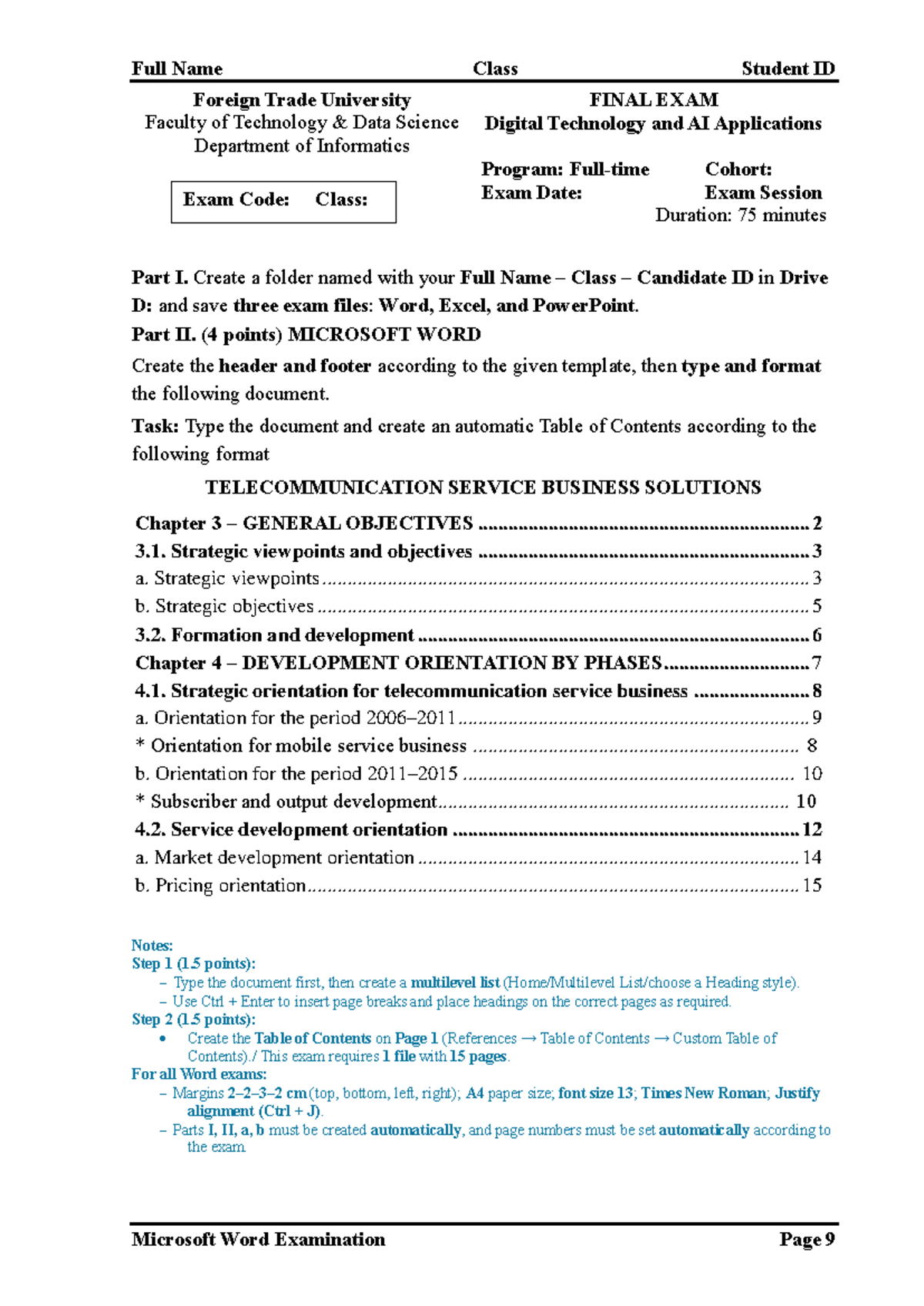 FINAL EXAM: Digital Tech & AI Apps - Data Science Dept. - Studocu
