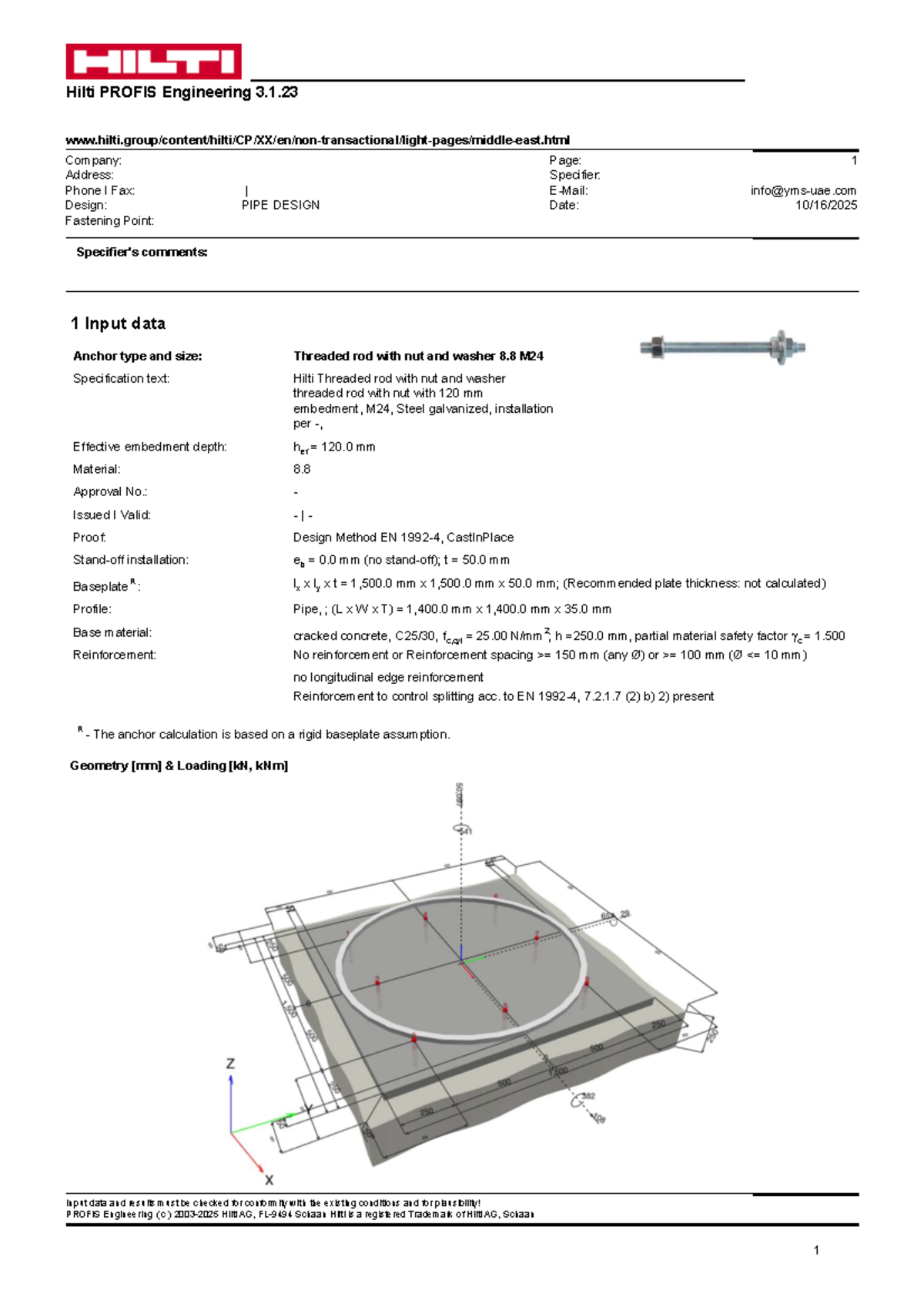 Hilti PROFIS Engineering PIPE Design - Demo File 3.1.23 - Studocu