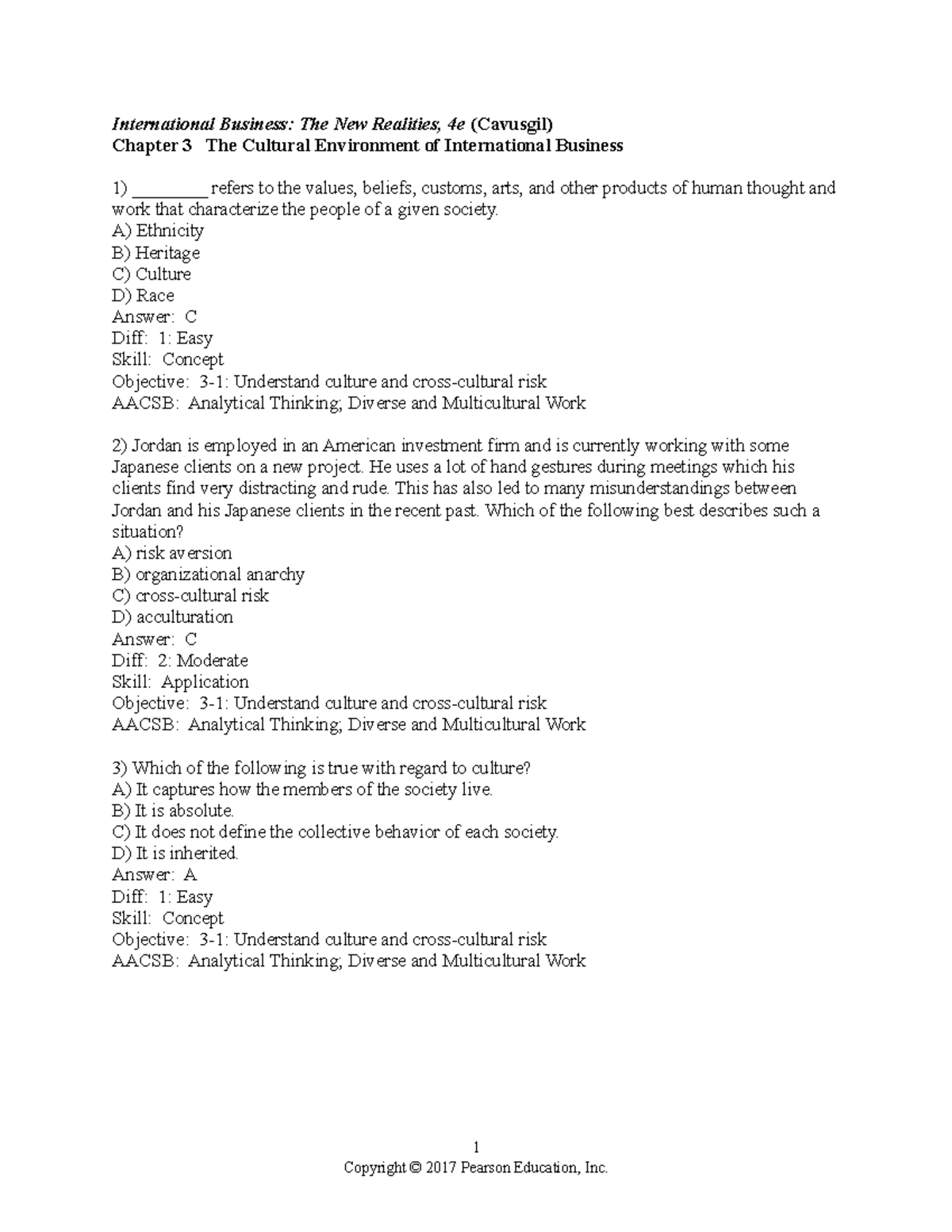 International Business: The New Realities, 4e (Cavusgil) text bank ...