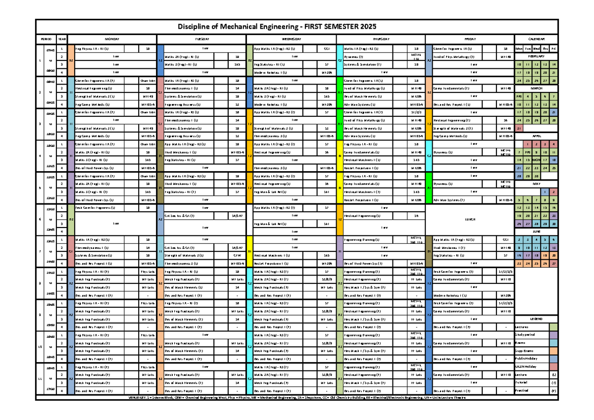 Time table - YEAR 07h45 1 Eng Physics 1A - R1 (L) S8 App Maths 1A (Eng ...