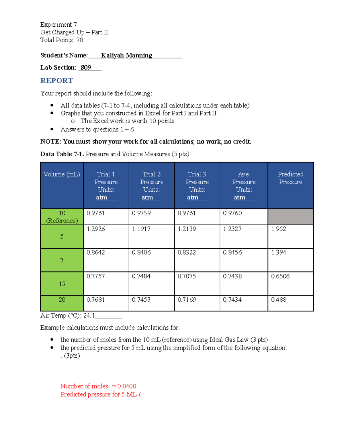 CHEM 109 Lab Report: Get Charged Up Experiment 7 Part II - Studocu