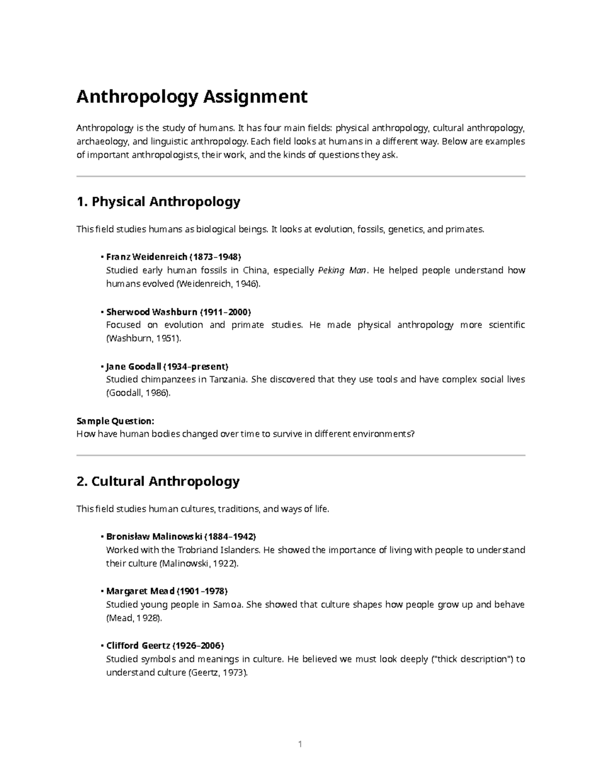 Anthropology Assignment: Exploring Human Diversity and Culture - Studocu