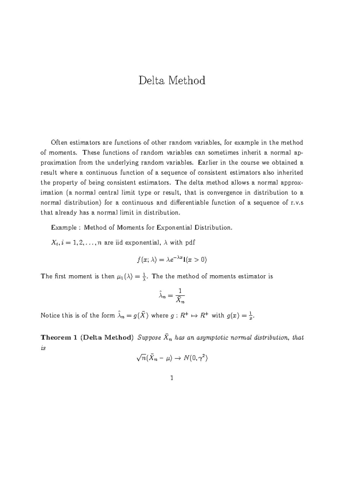 Delta Method: Normal Approximation for Estimators (i7777) - Studocu