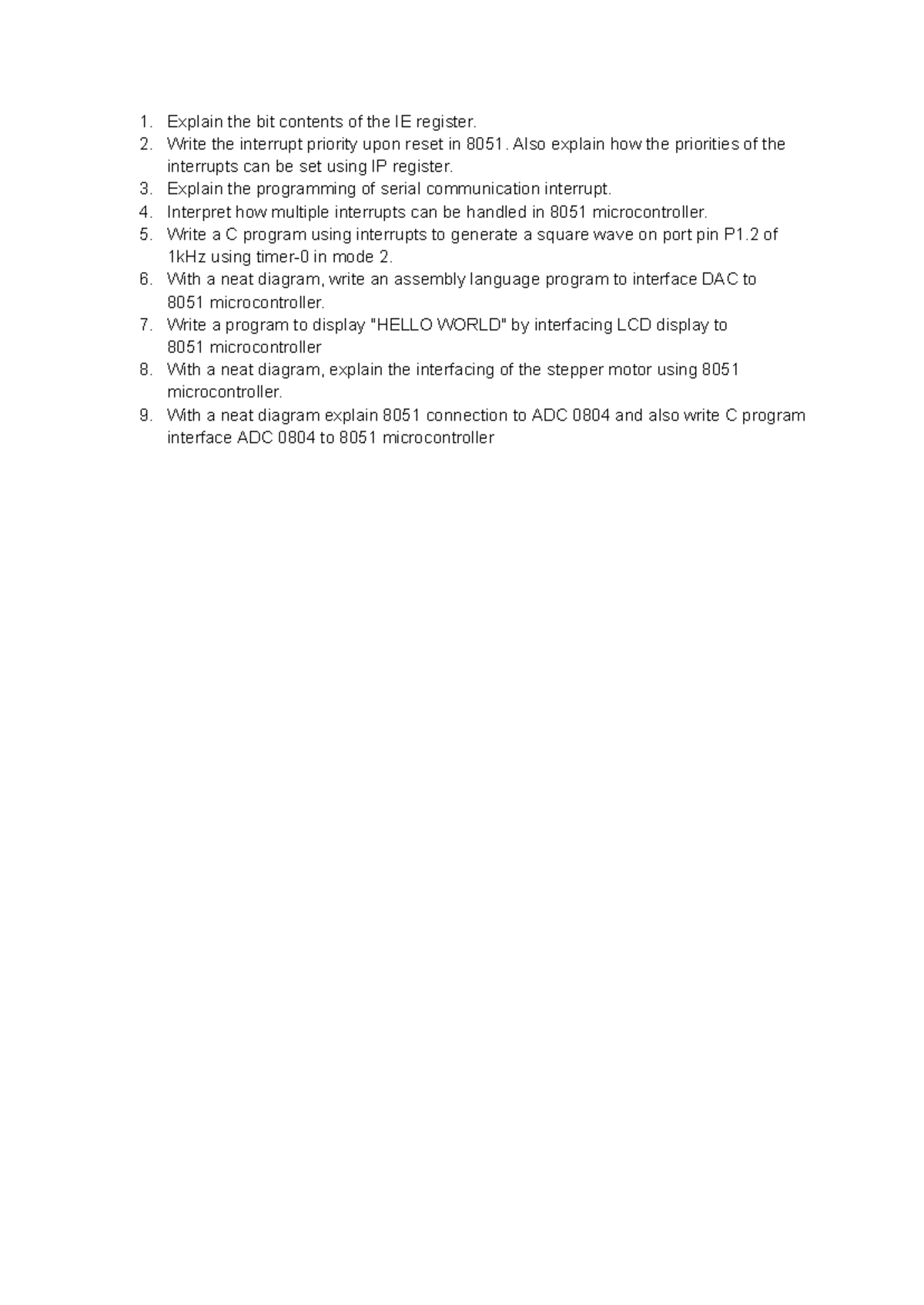 Assignment 3 MC - Jkl: 8051 Interrupts & Interfacing Techniques - Studocu