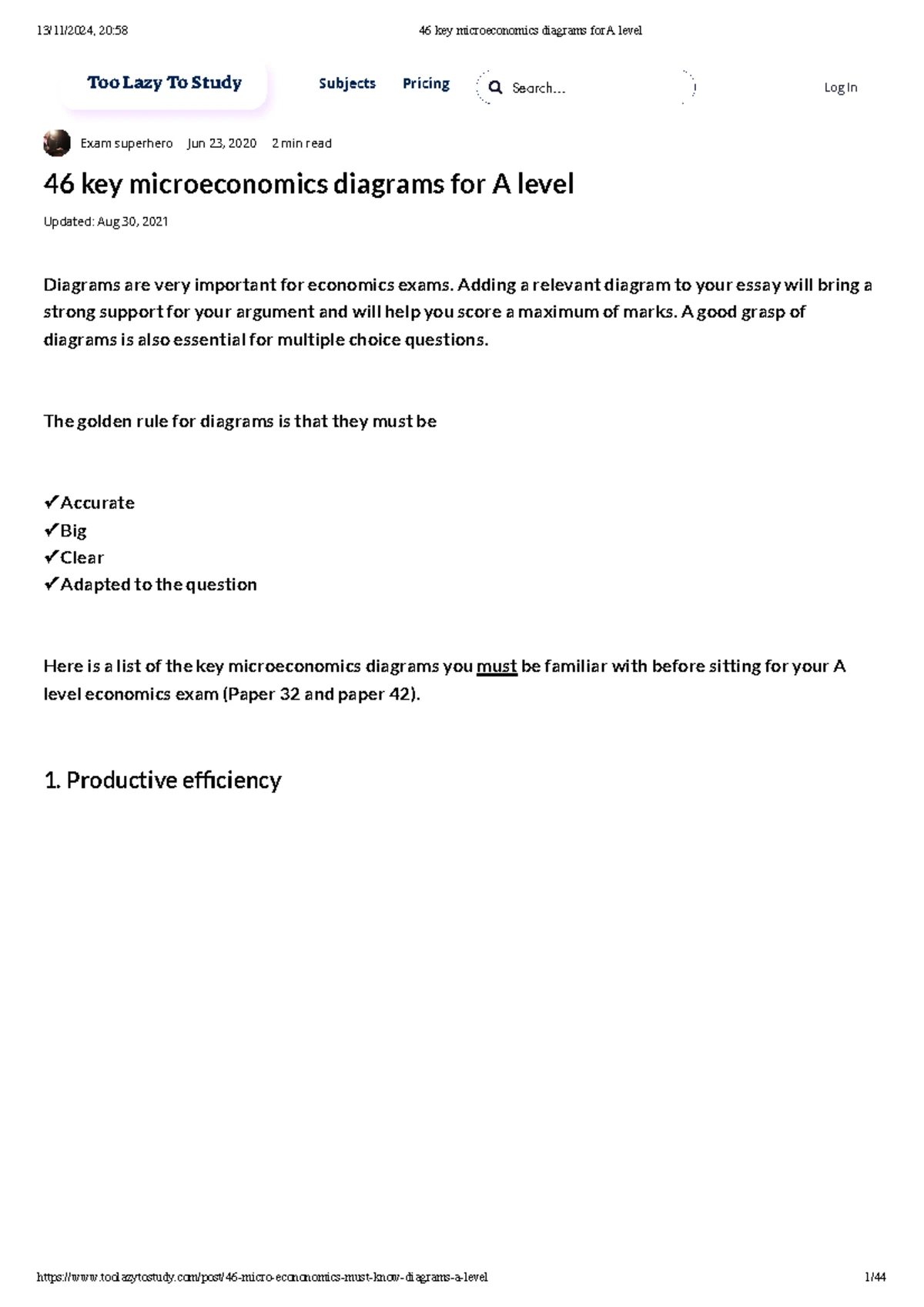 46 key microeconomics diagrams for A level - Exam superhero Jun 23 ...