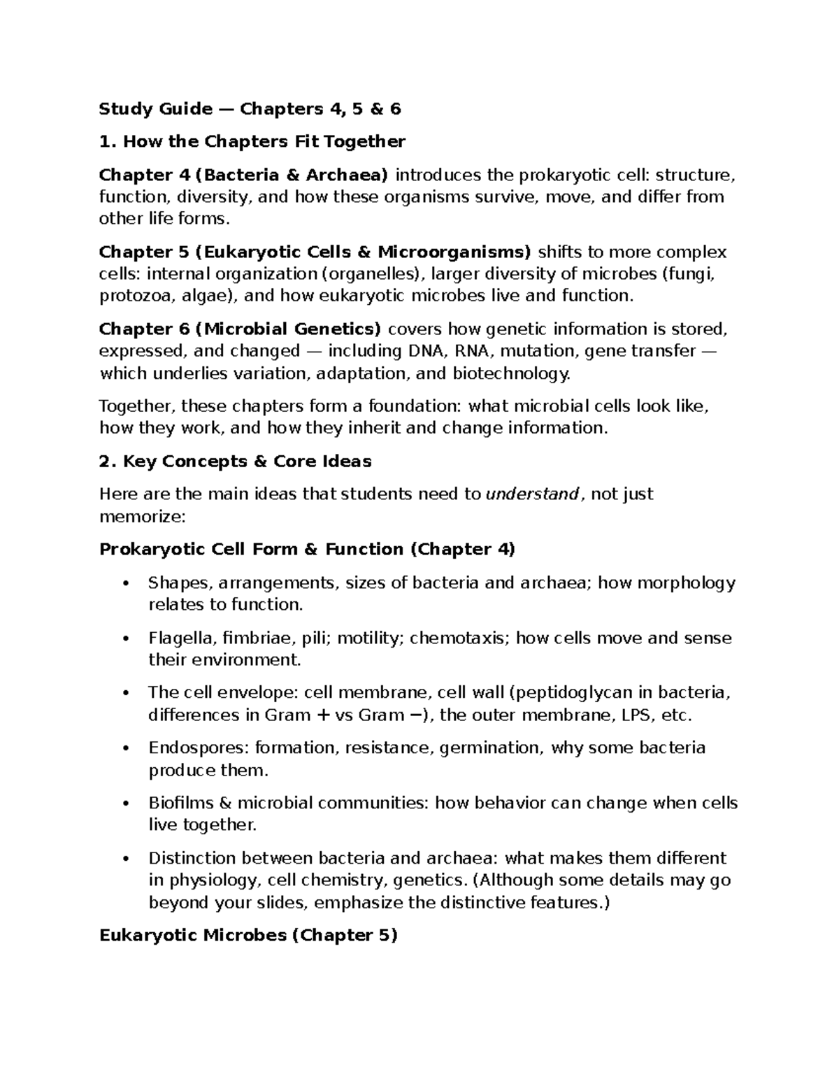 Study Guide for Microbiology: Chapters 4, 5 & 6 Overview - Studocu