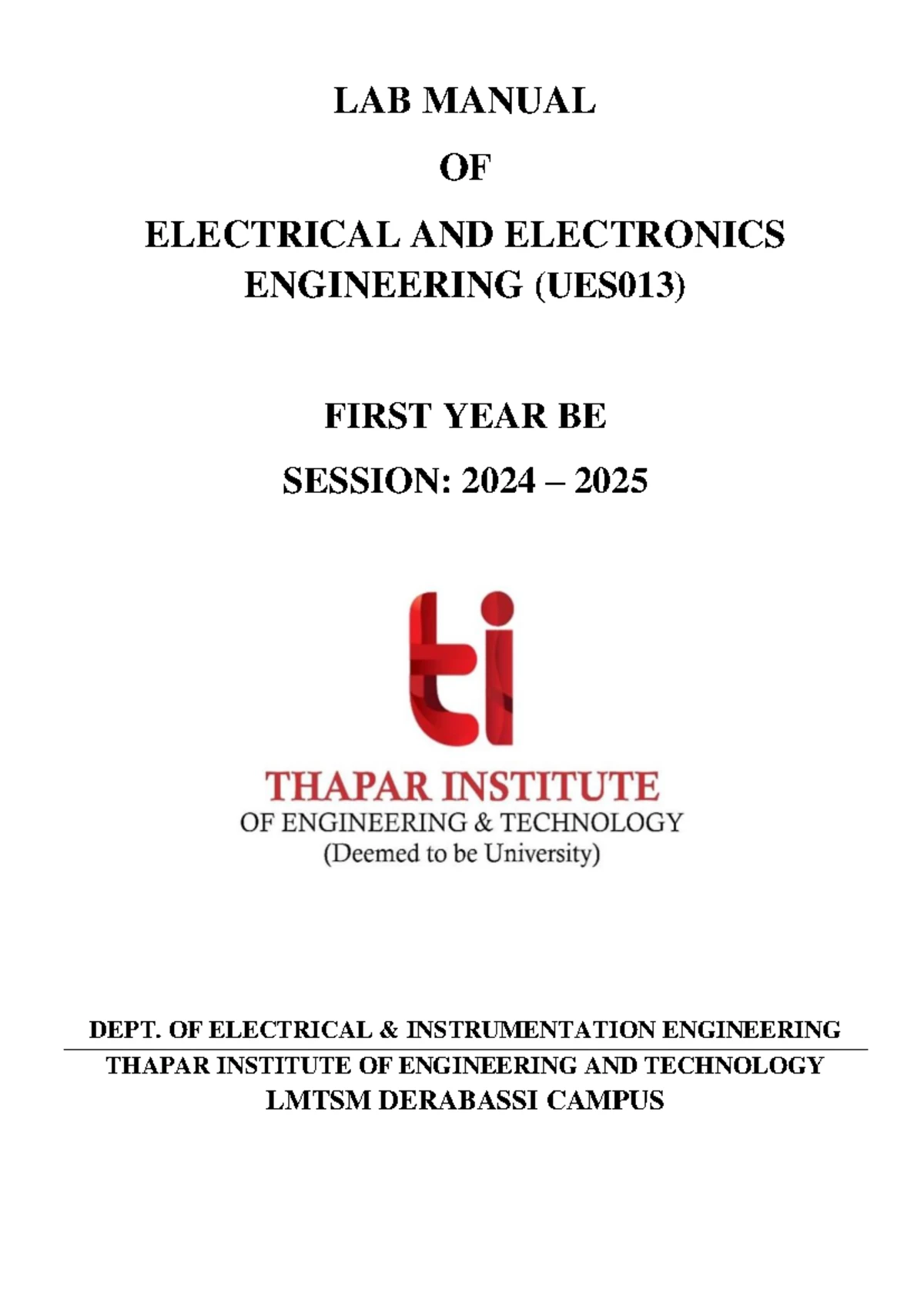 UEE013 Electrical & Electronics Engineering Syllabus Overview - Studocu