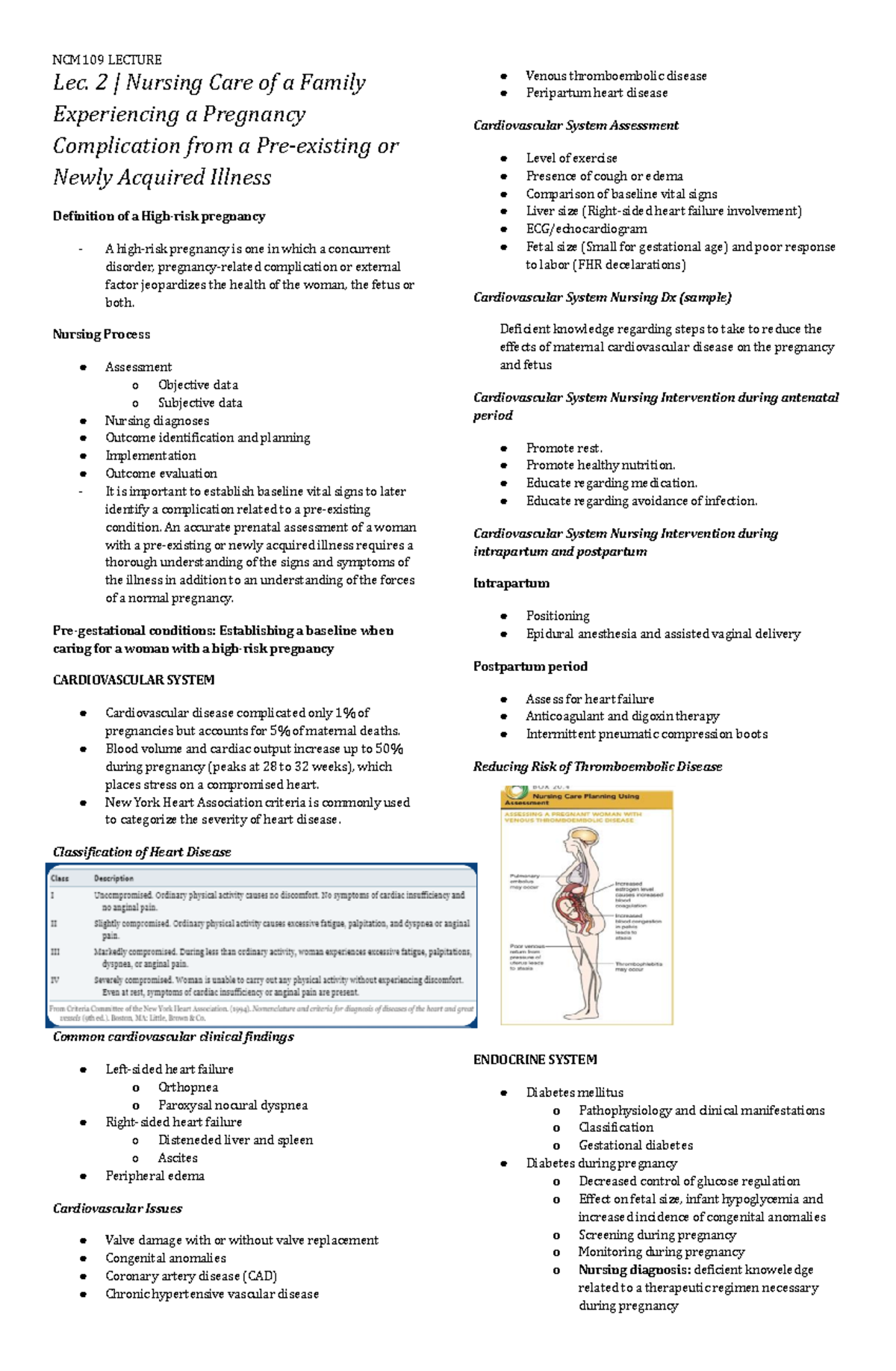 Pre-existing medical conditions - NCM 109 LECTURE Lec. 2 | Nursing Care ...