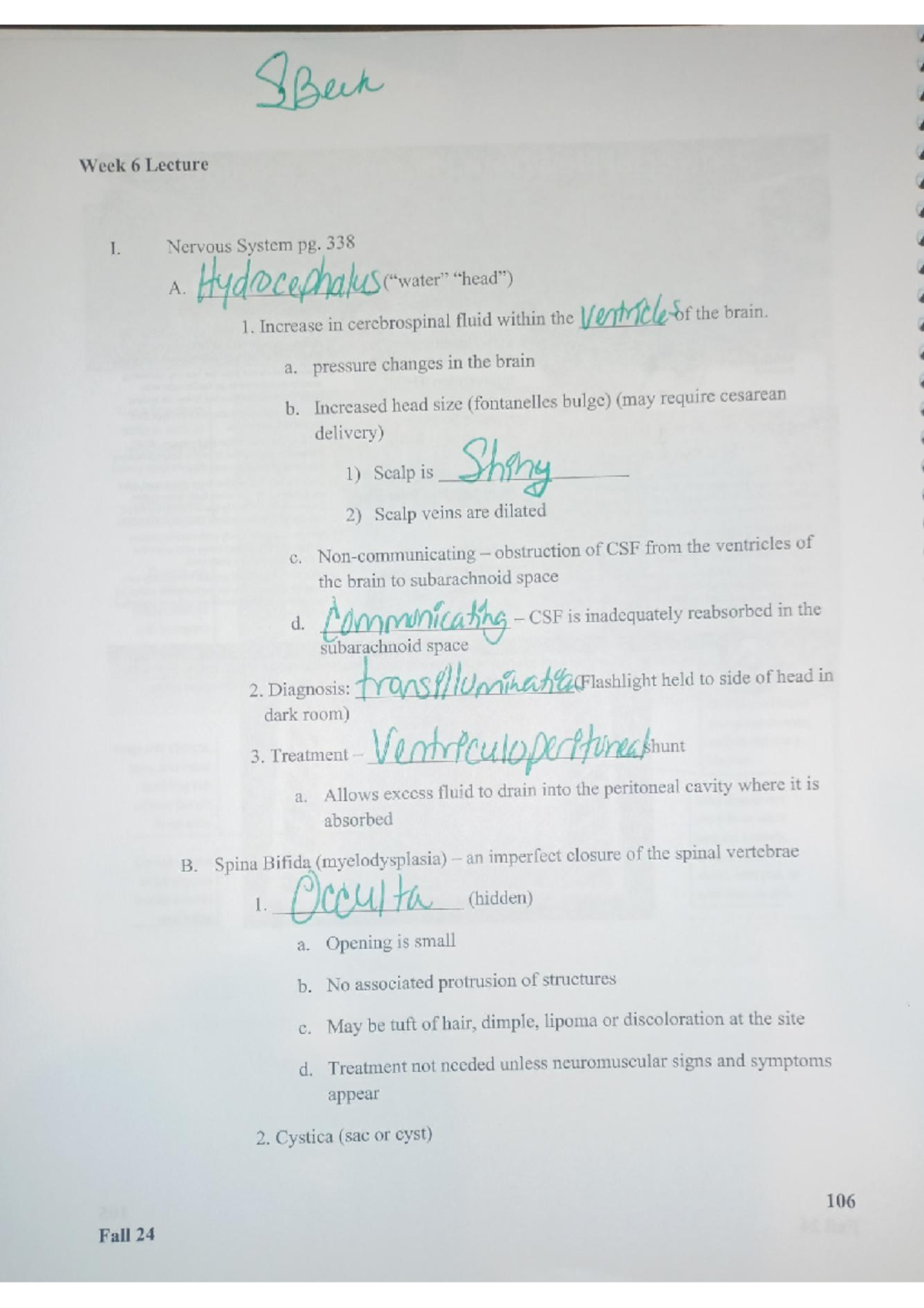 PDF Scanner 111124 2 - homework - SBeek Week 6 Lecture I. Nervous ...