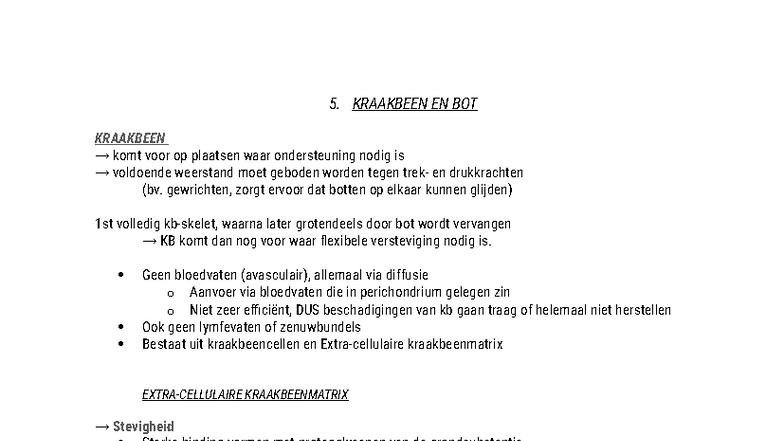 5. Kraakbeen en Bot: Structuur, Groei en Functies - Studocu
