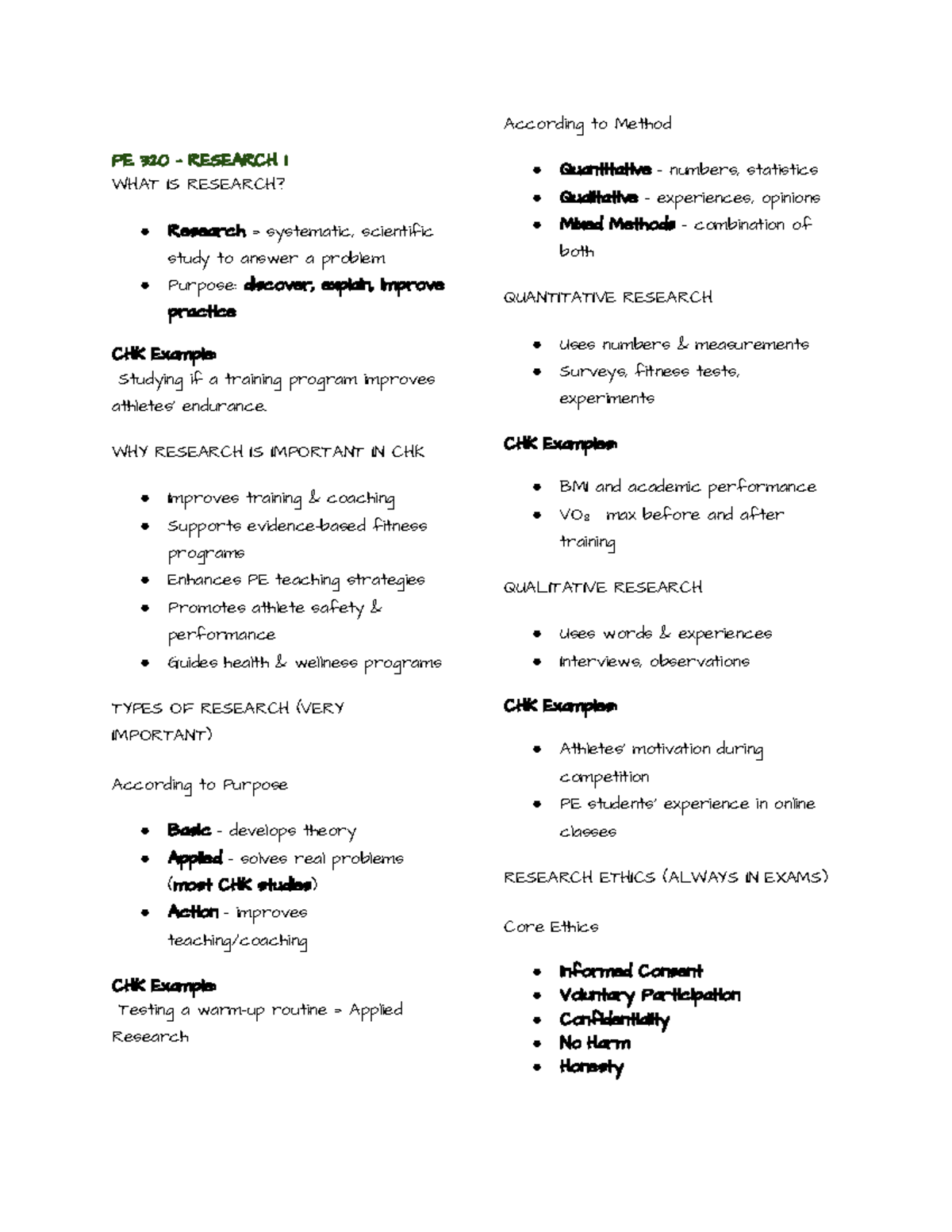 PE 320 – Research 1: Understanding Research Methods and Ethics - Studocu