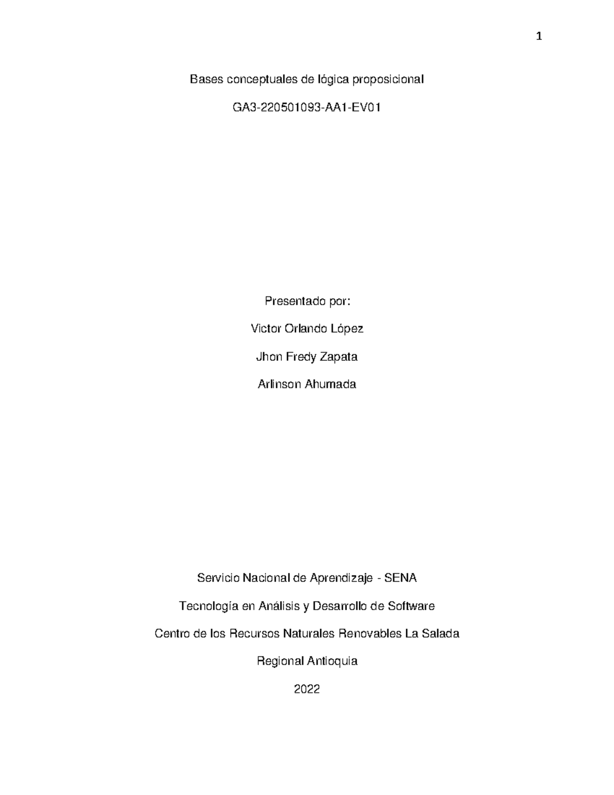 Bases conceptuales de lógica proposicional GA3-220501093-AA1-EV01 ...