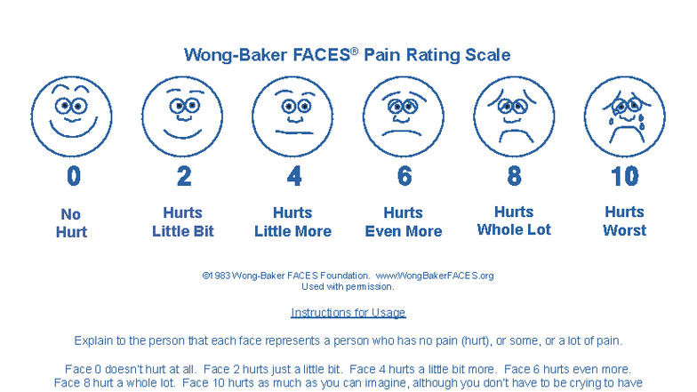 Wong-Baker FACES® Pain Rating Scale Instructions - Studocu