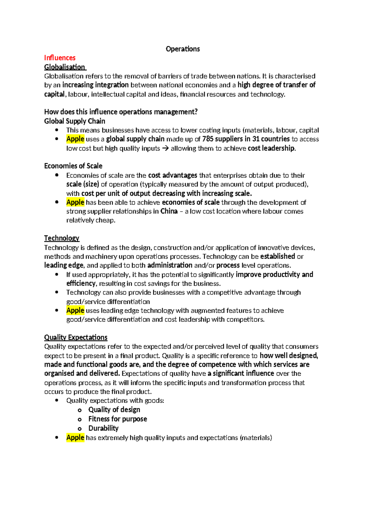 Operations Management and Globalisation: Influences on Business ...