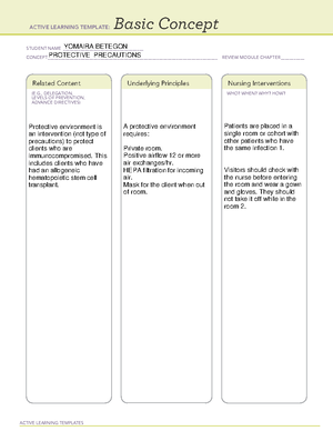 Standard Precaution - NUR1213 - ACTIVE LEARNING TEMPLATES Basic Concept ...