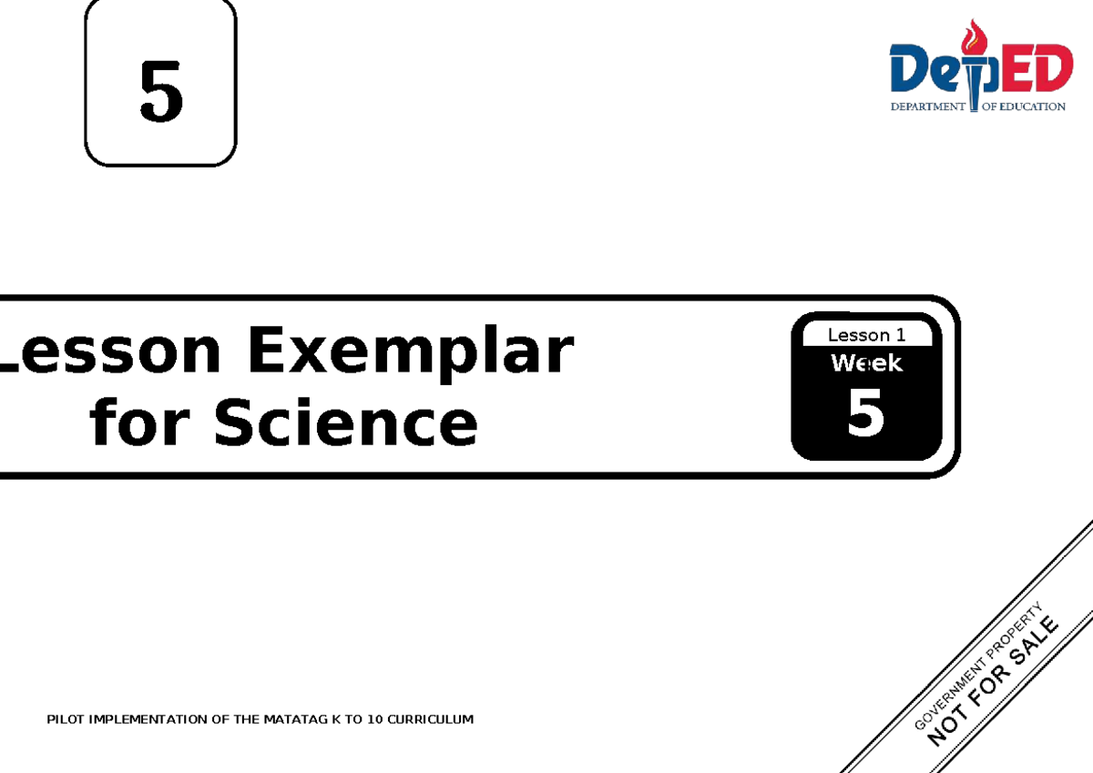 5 Lesson Exemplars for Science F2 Q2 Week 5: MATATAG K to 10 Curriculum ...
