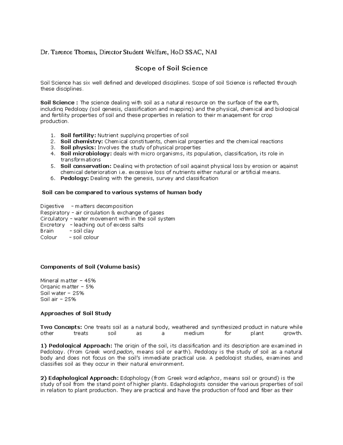 Understanding the Scope of Soil Science (SSAC 101) - Studocu