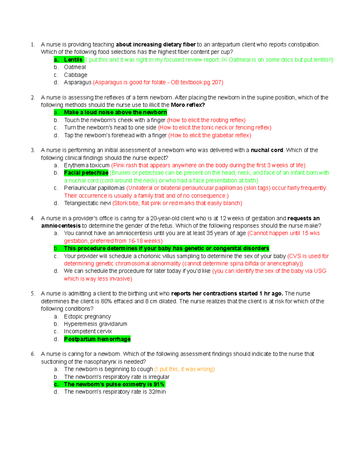 ATI OB Practice Problems: Key Concepts and Nursing Interventions - Studocu