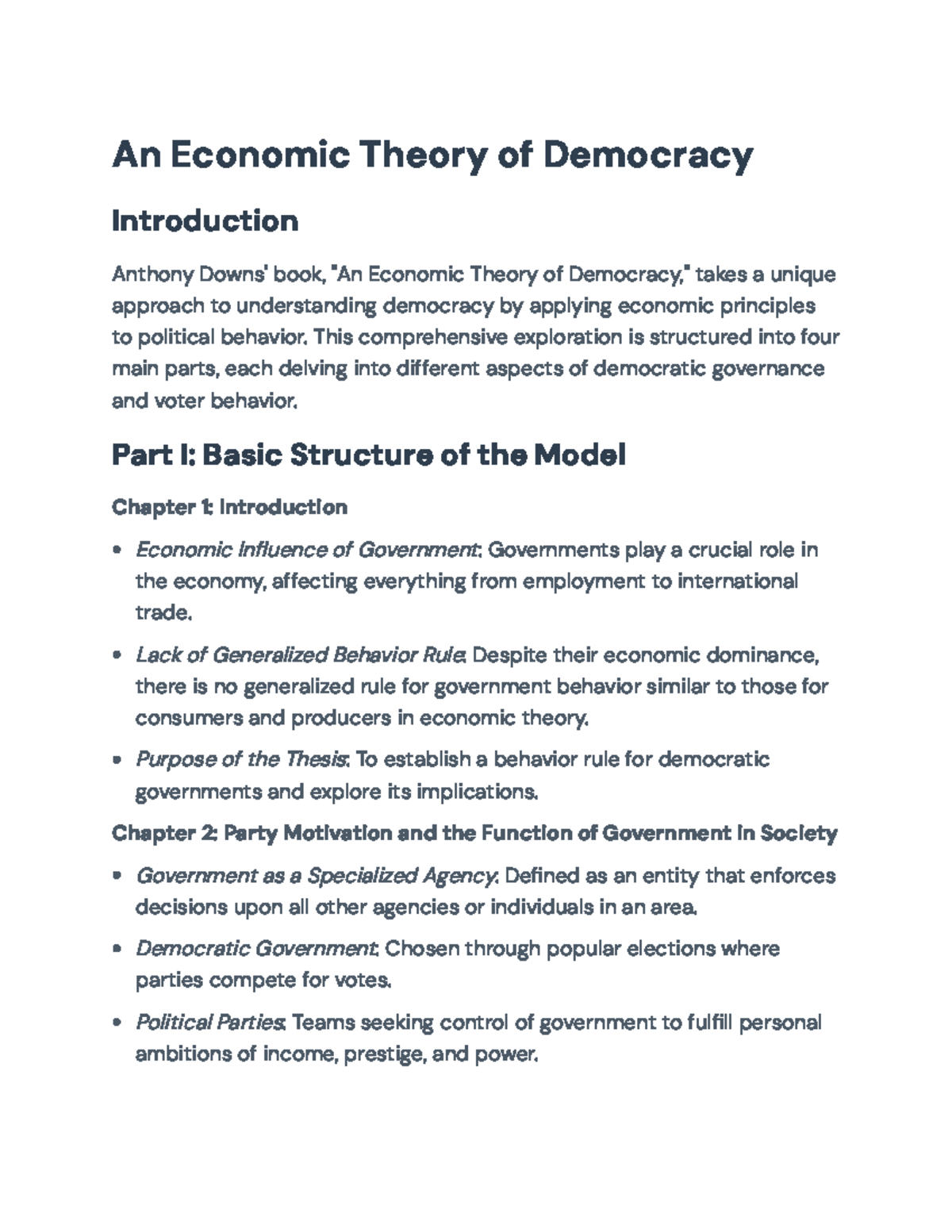 An Economic Theory of Democracy - Overview and Key Concepts - An ...