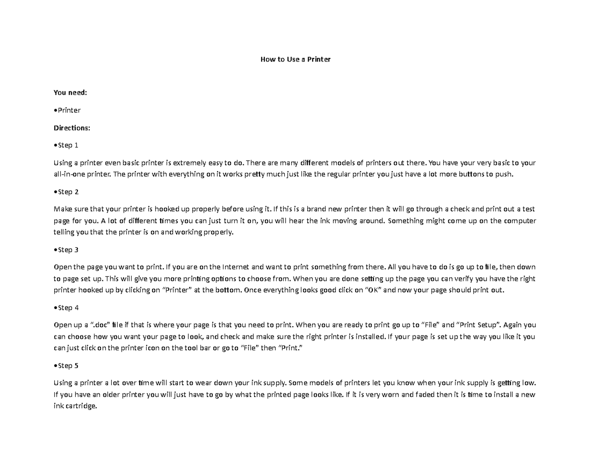 How to Use a Printer: Step-by-Step Instructions for Beginners - Studocu