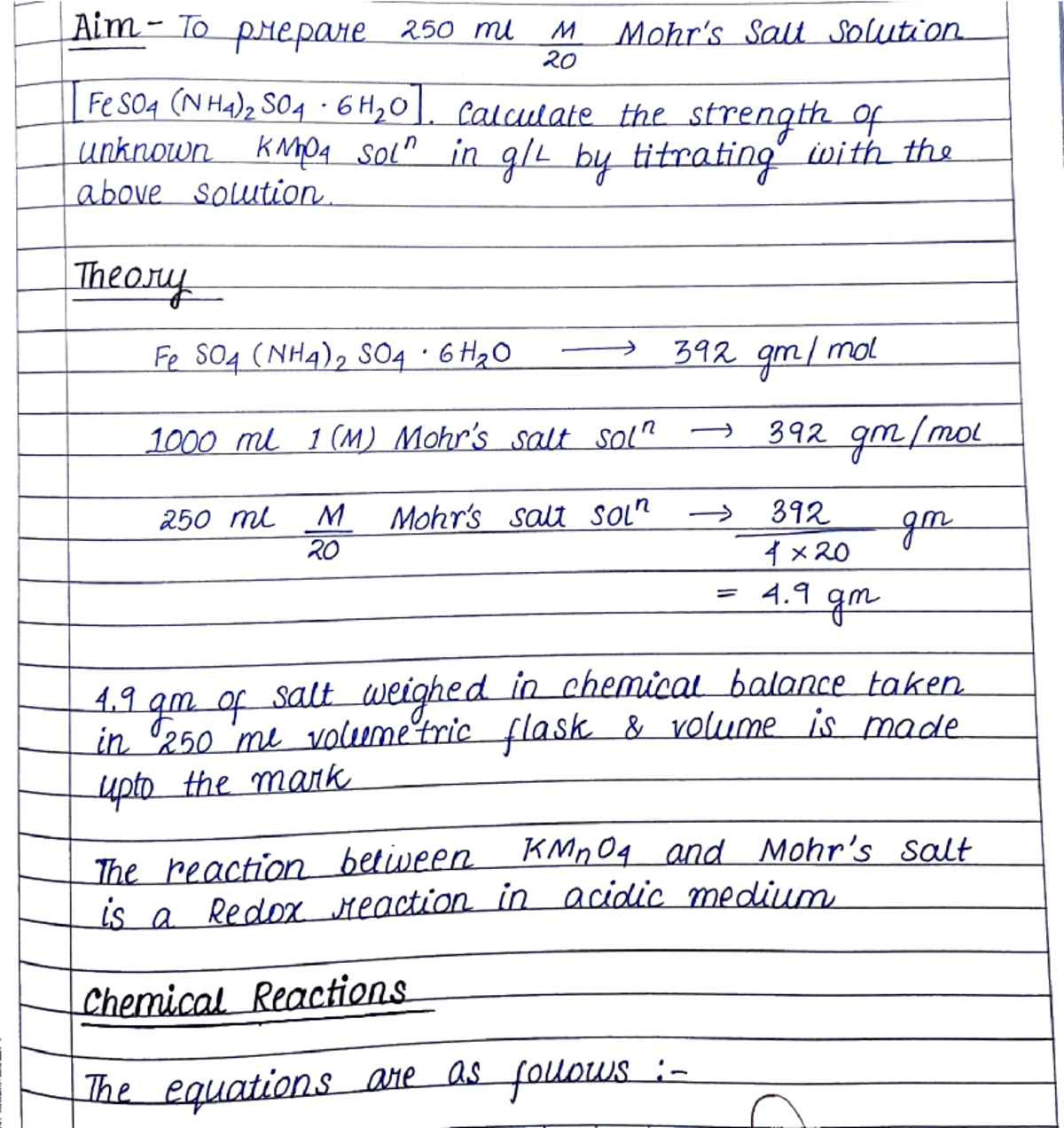 Titration Study: Calculating KMnO4 Strength with FeSO4 & Oxalic Acid ...
