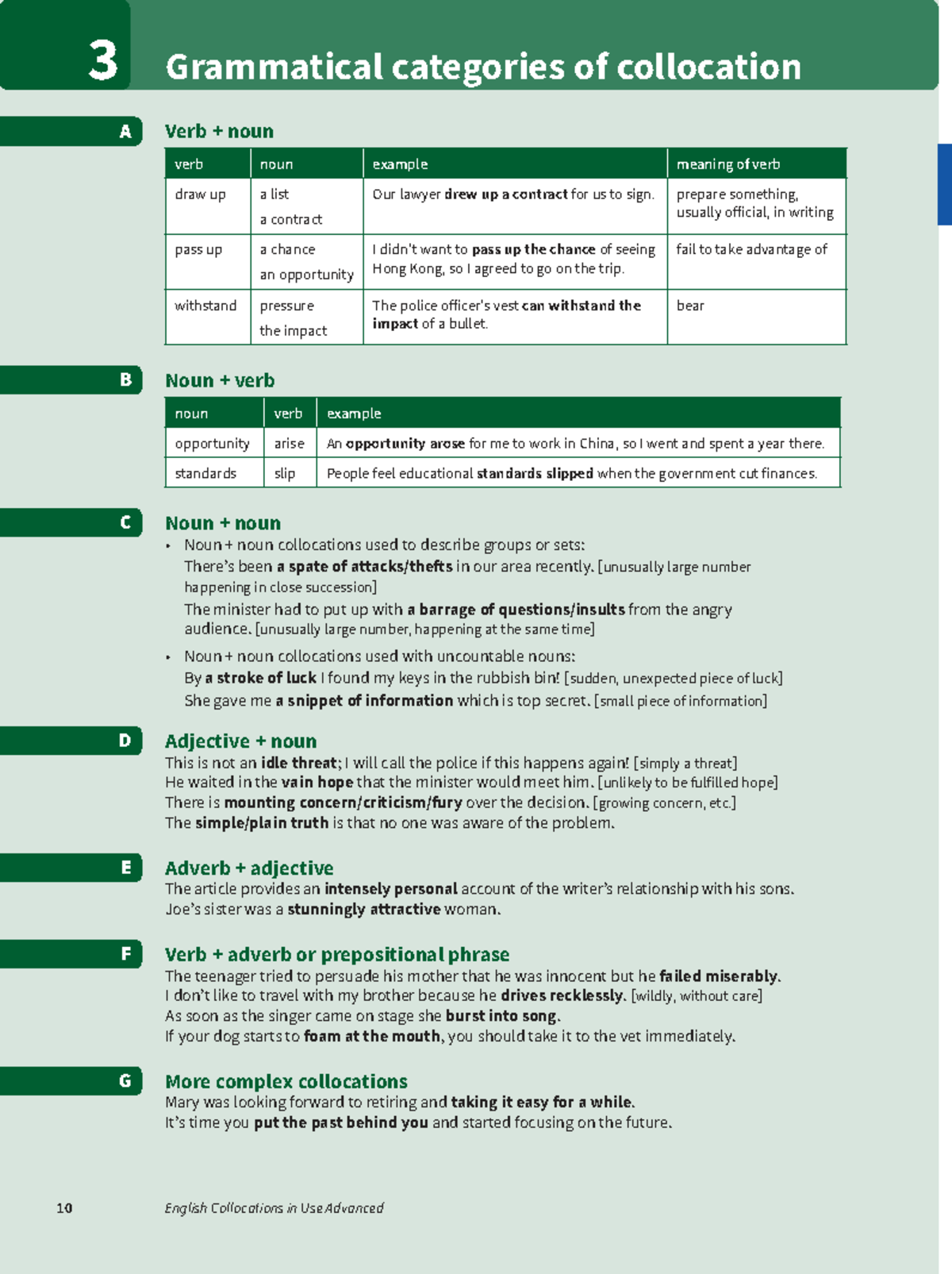 3 English Collocations in Use Advanced: Grammatical Categories Explained - Studocu