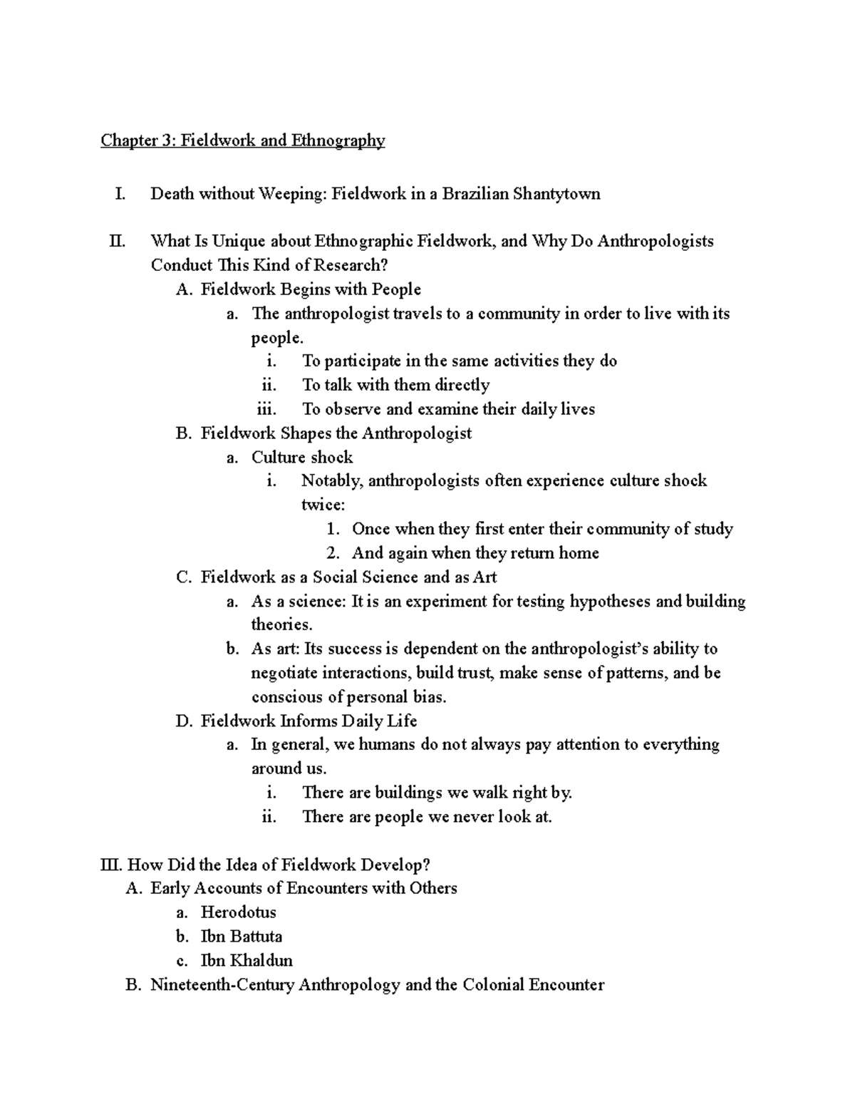 Chapter 3 Notes: Understanding Fieldwork & Ethnography in Anthropology ...