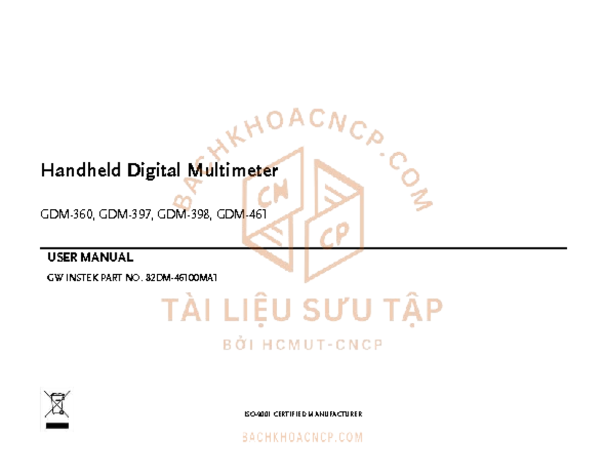 User Manual for Handheld Digital Multimeter GDM396 - Studocu