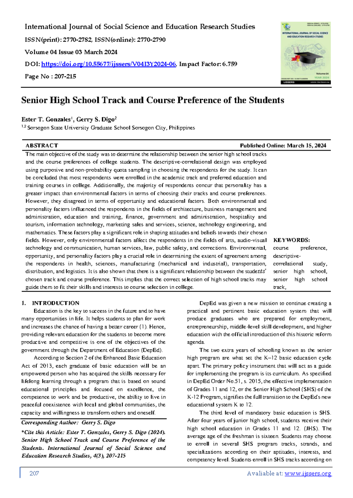 Senior High School Track & Course Preference Study (SHS 2024) - Studocu