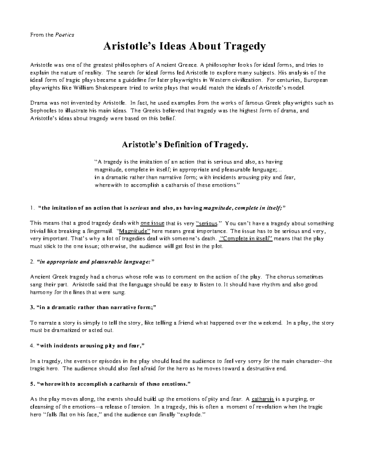 03-Understanding Aristotle's Ideas on Tragedy and Its Elements - Studocu