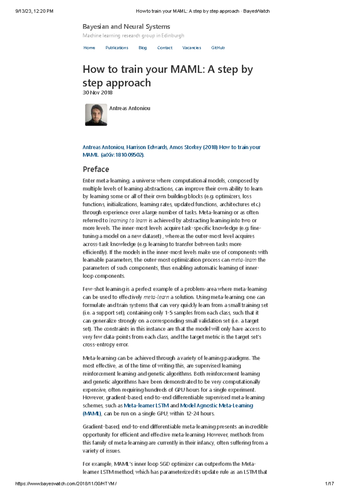 How to Train Your MAML: A Step-by-Step Approach (BayesWatch) - Studocu