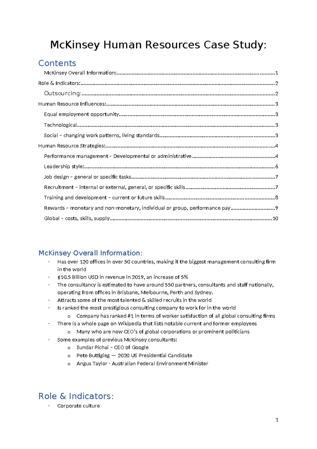 McKinsey HR Case Study: Insights on Strategies and Practices - Studocu