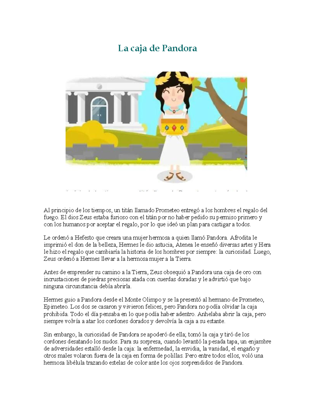 La caja de Pandora - Resumen y Análisis del Mito - Studocu