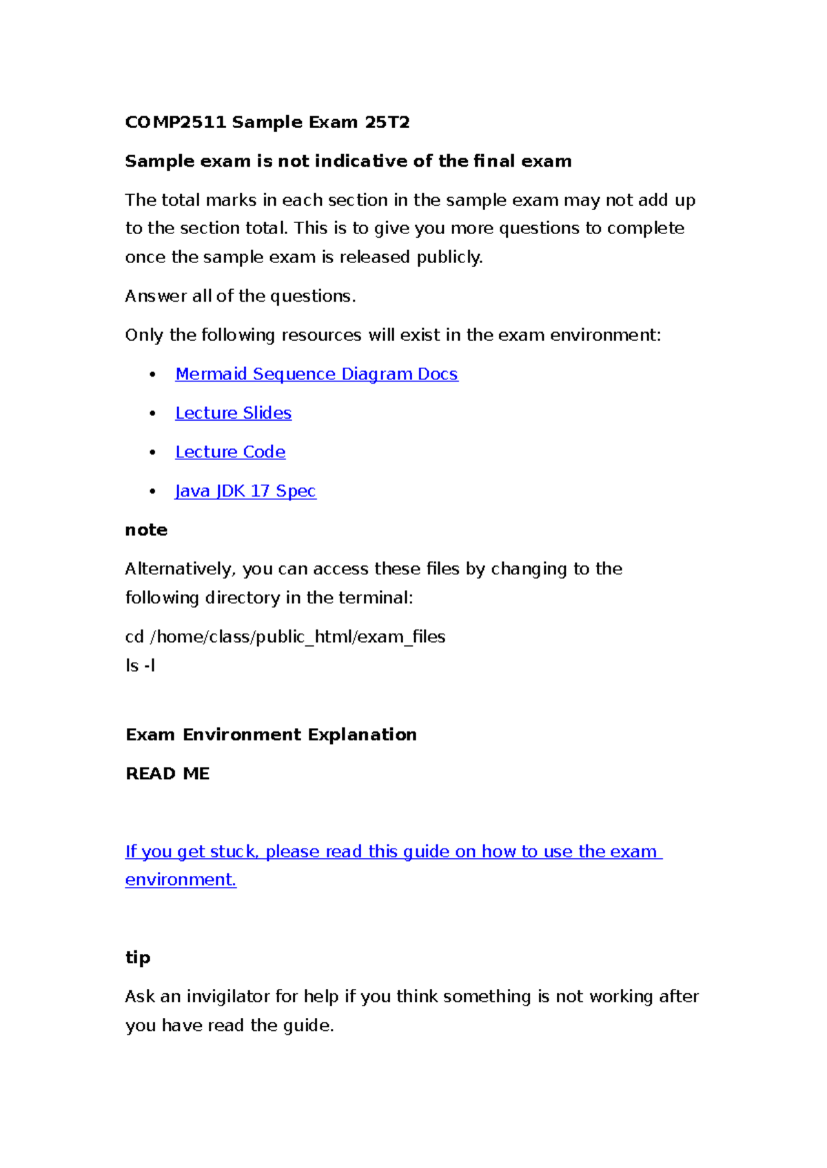 COMP2511 Sample Exam 25T2 Solutions and Explanations - Studocu